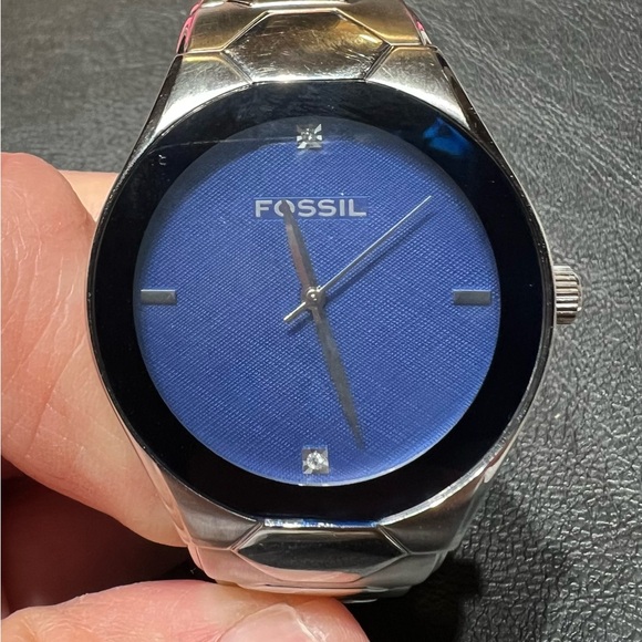 Fossil | Accessories | Fossil Blue Diamond Face Mens Watch | Poshmark